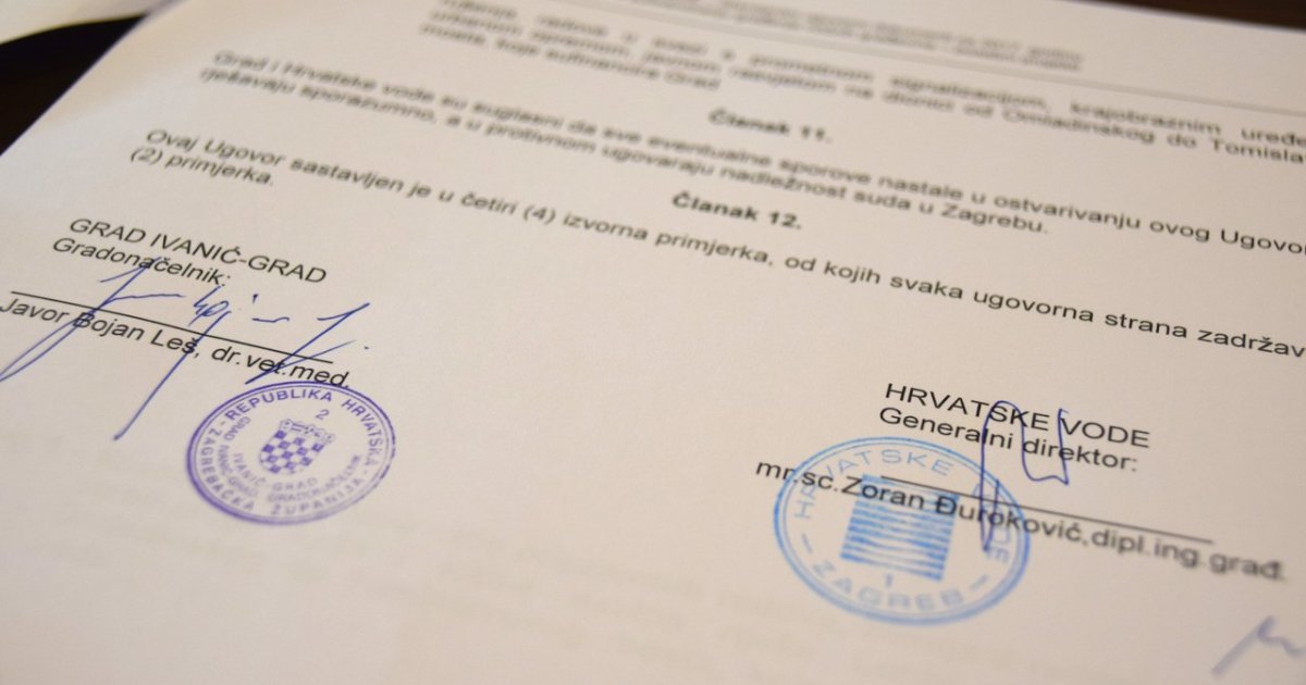 Potpisan Ugovor sa Hrvatskim vodama o sufinanciranju radova nastavka ...